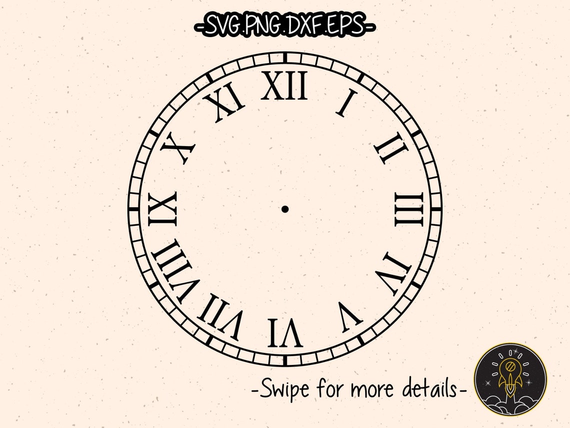Roman Numeral Vintage Clock Face Template SVG Cricut Cut File - Etsy UK