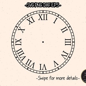 Roman Numeral Vintage Clock Face Template SVG Cricut Cut File Stencil ...
