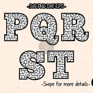 Maze Labyrinth Letter Font Alphabet Number SVG Cut File Cricut Clipart ...