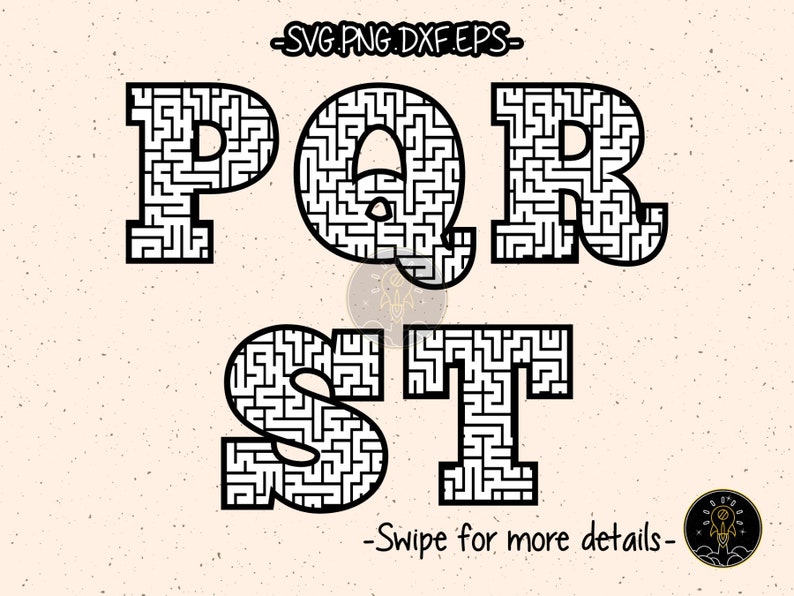 Maze Labyrinth Letter Font Alphabet Numbers SVG Cut File | Etsy