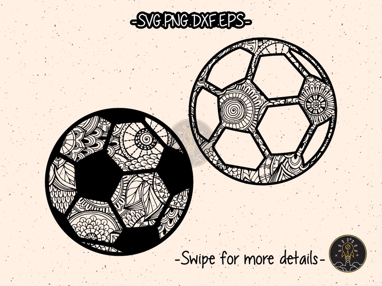Fußball Fußball Mandala Zentangle SVG Laser Cut Datei CNC Laser Cut ...
