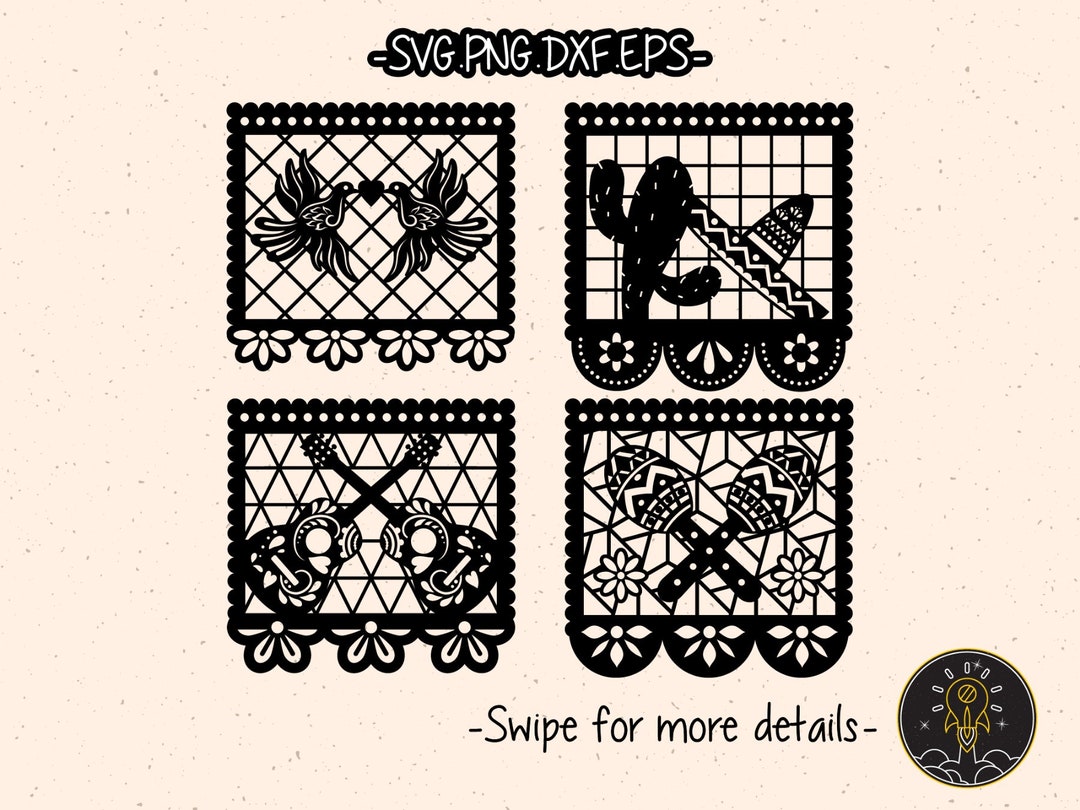 Papel Picado Decoration Banner Mexican Fiesta Bunting SVG Cricut Cut ...