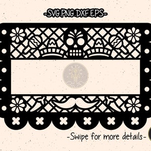 Blank Custom Papel Picado Decoration Banner Mexican Fiesta Bunting SVG ...