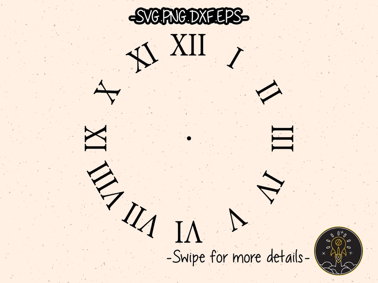 Roman Numeral Vintage Clock Face Template SVG Cricut Cut File Stencil ...