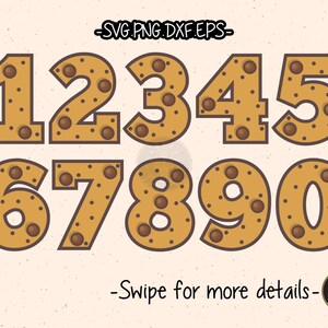Chocolate Chip Cookies Number Letter Font Alphabet SVG Vector Cricut ...