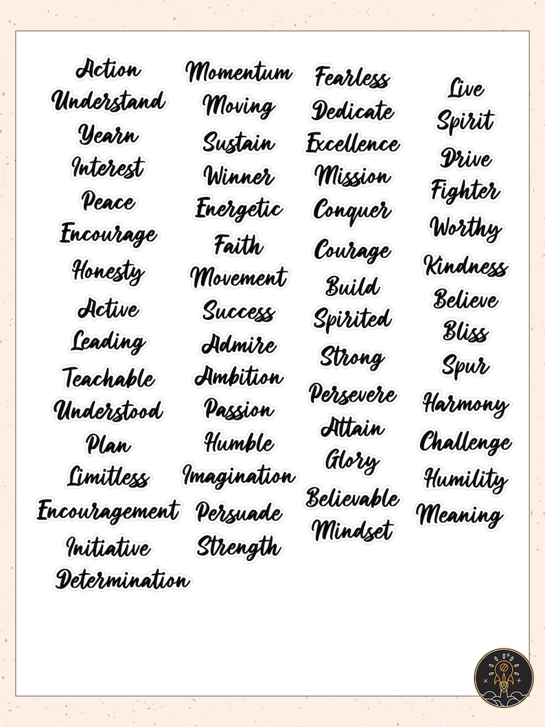 Printable Inspirational Motivational Words Stickers Embellishments for ...