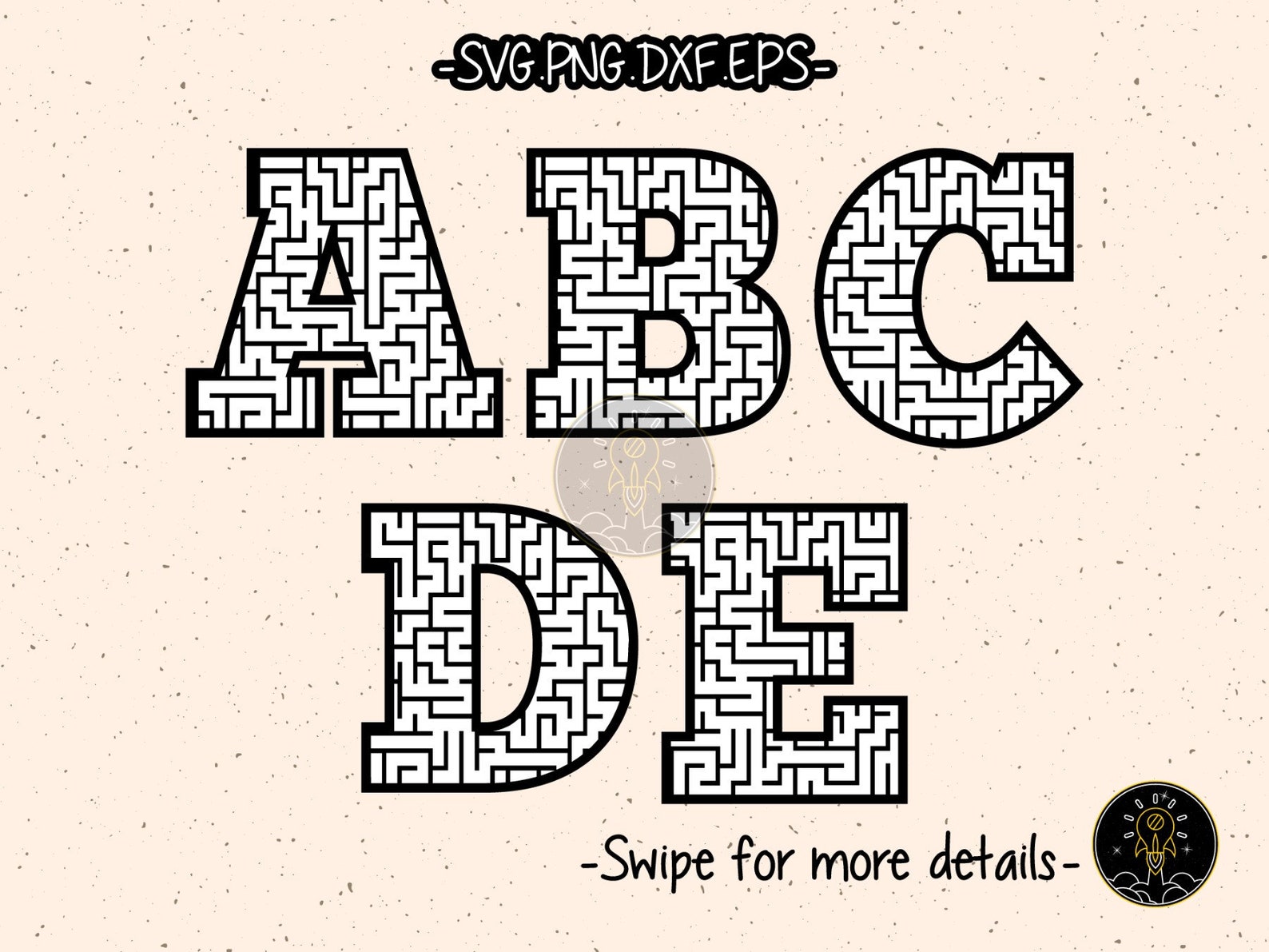 Maze Labyrinth Letter Font Alphabet Numbers SVG Cut File | Etsy