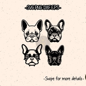 French Bulldog Head SVG Dog Cut File Cricut Clipart Silhouette Cameo - Etsy