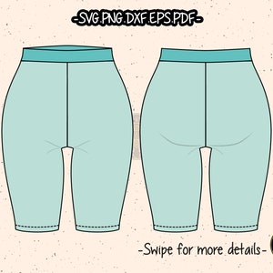 Short Legging SVG CAD Technical Flat Sketch Cricut Fashion Cut File PDF ...