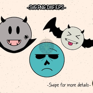 Monster Halloween Emoji SVG Bundle Cricut Cut File Clipart - Etsy