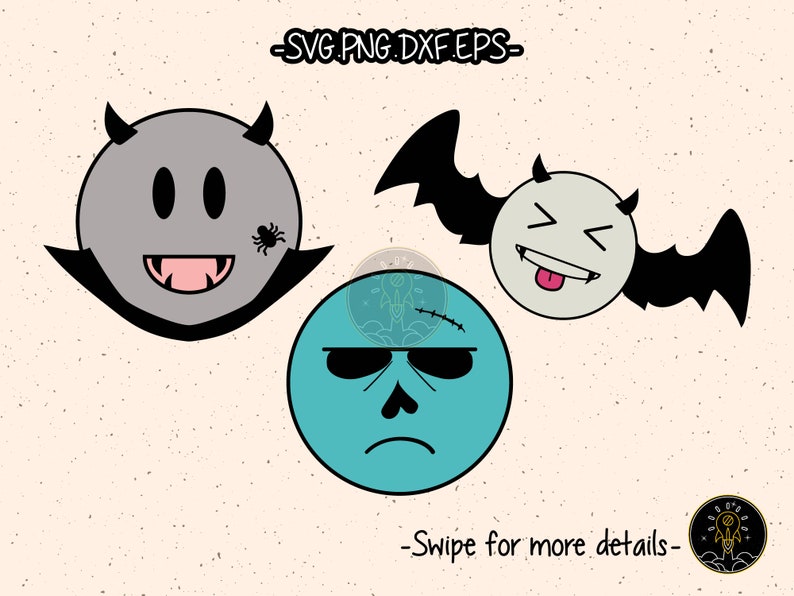 Monster Halloween Emoji SVG Bundle Cricut Cut File Clipart - Etsy