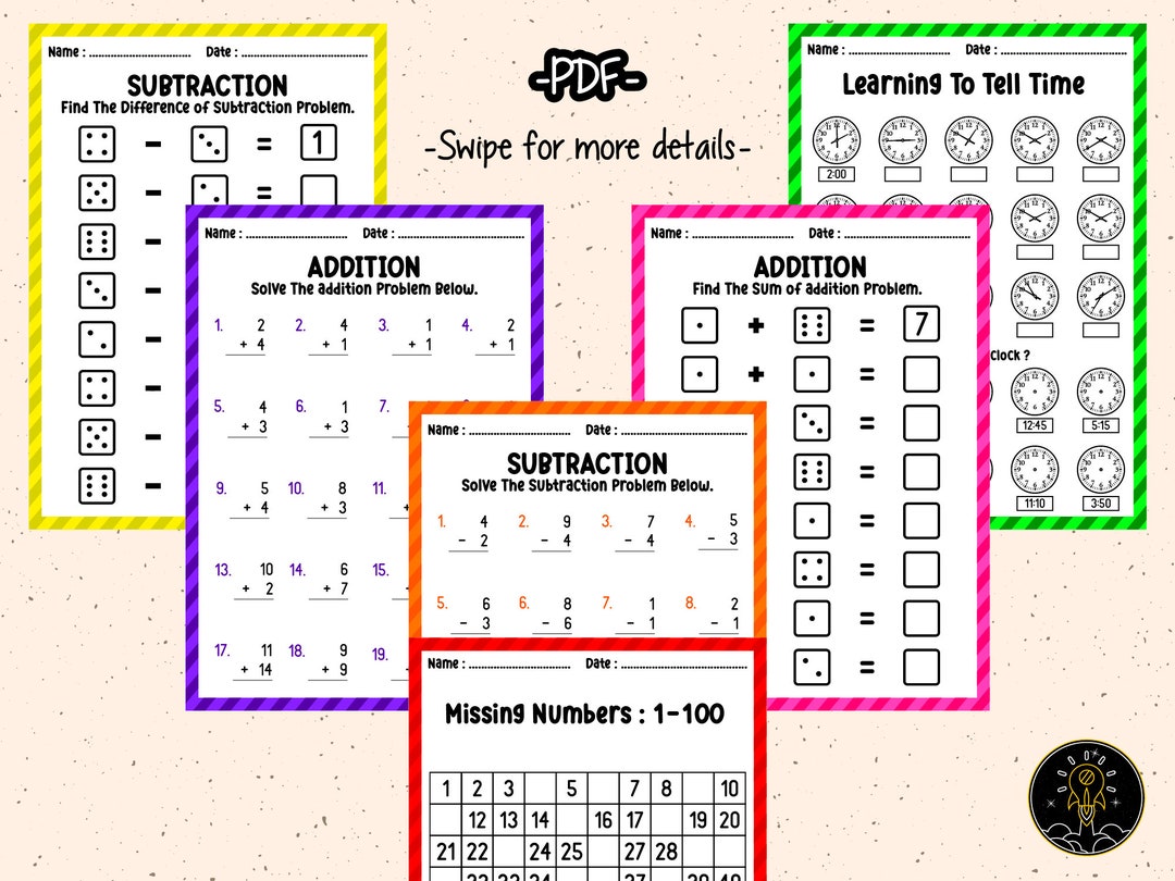 First Grade Math Counting Worksheets PDF - Etsy