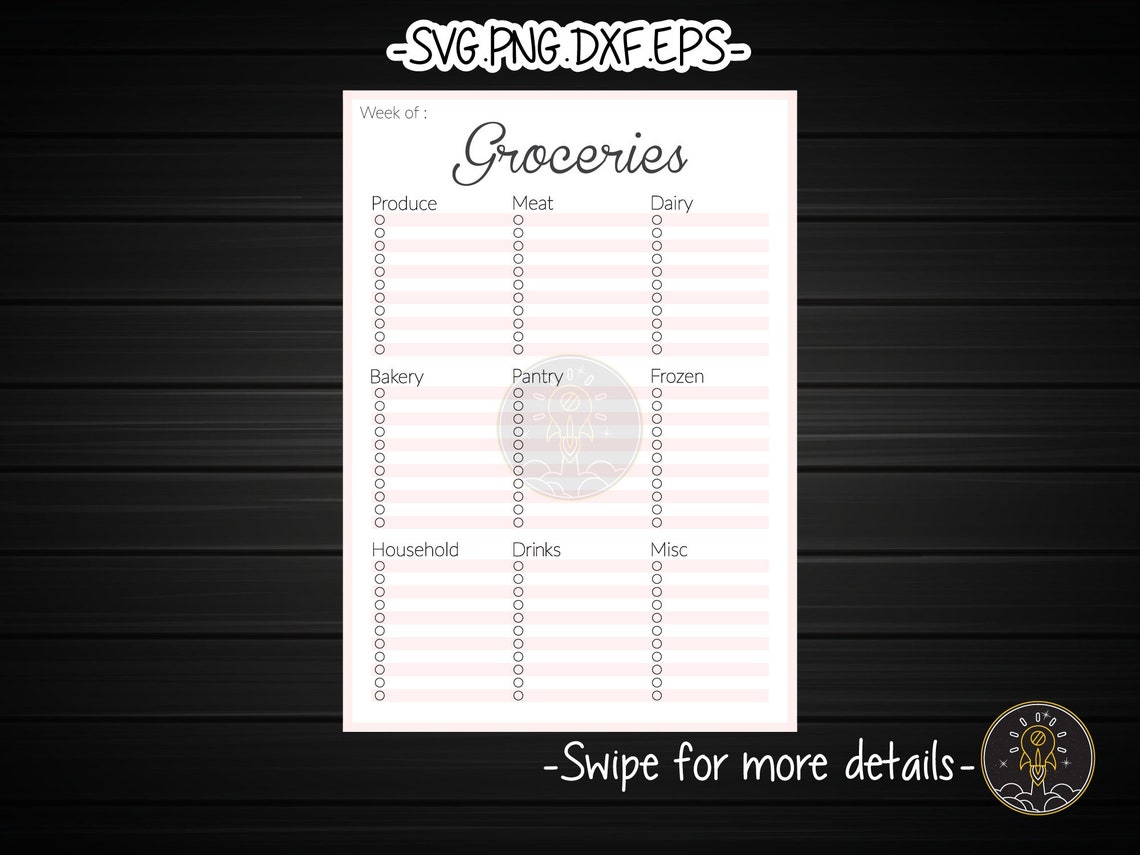 Master Basic Grocery Shopping List PDF Filofax A5 A4 Letter - Etsy