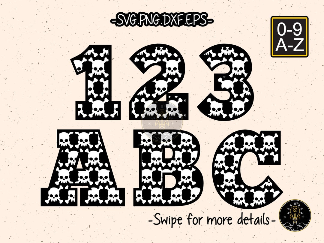 Skull Bones Number Letter Font Alphabet SVG Cut File Cricut Clipart - Etsy