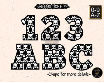 Skull Letters and Number Svg Bundle, Skull Bones Number Letter Font ...