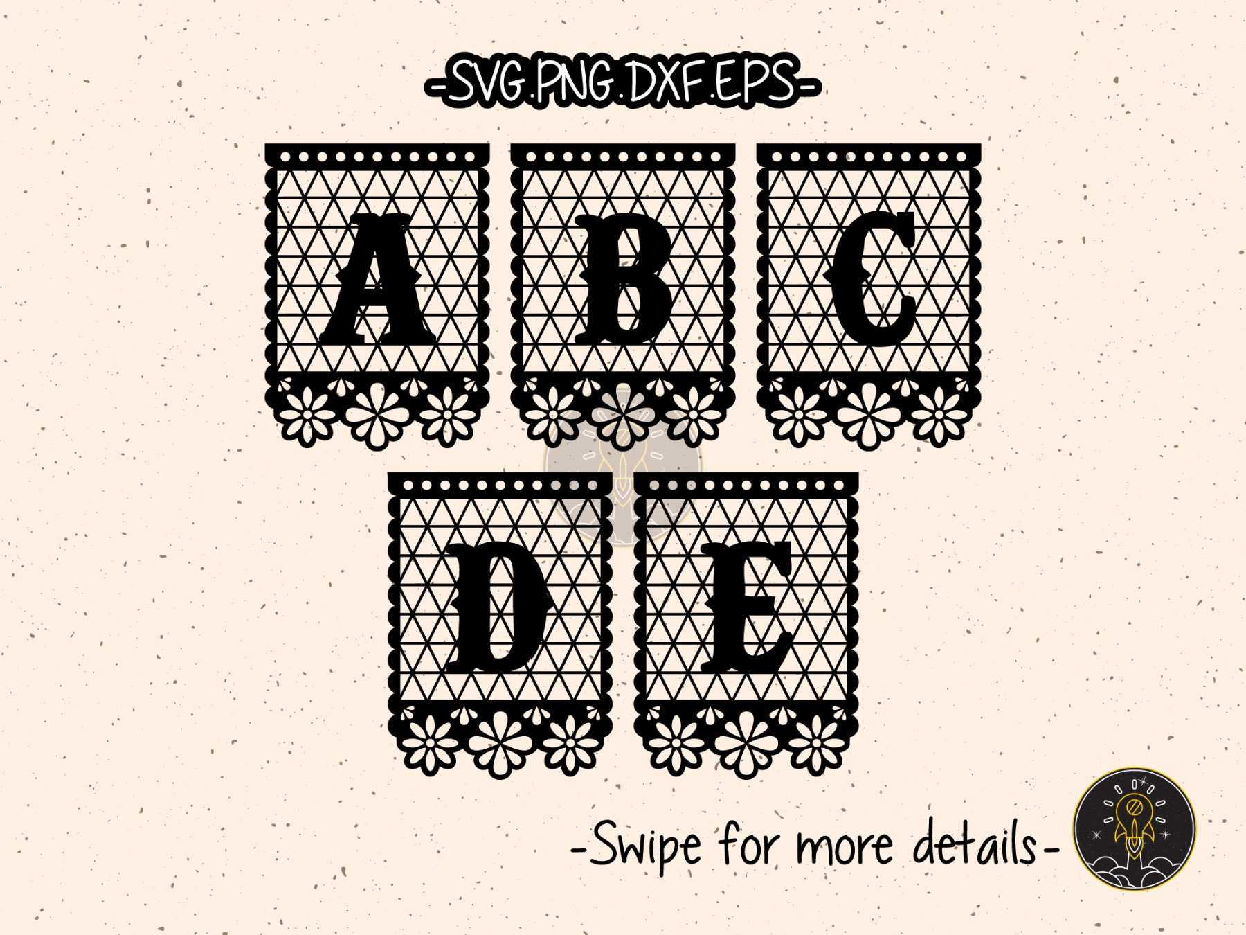 Papel Picado Número Letra Alfabeto SVG Archivo recortado Cricut Clipart ...