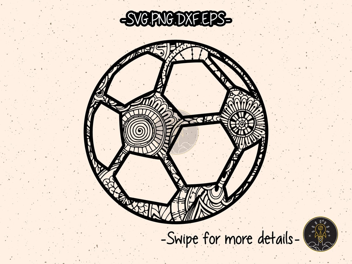 Soccer Football Mandala Zentangle SVG Laser Cut File CNC Plasma Cricut ...