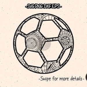 Soccer Football Mandala Zentangle SVG Laser Cut File CNC Plasma Cricut ...