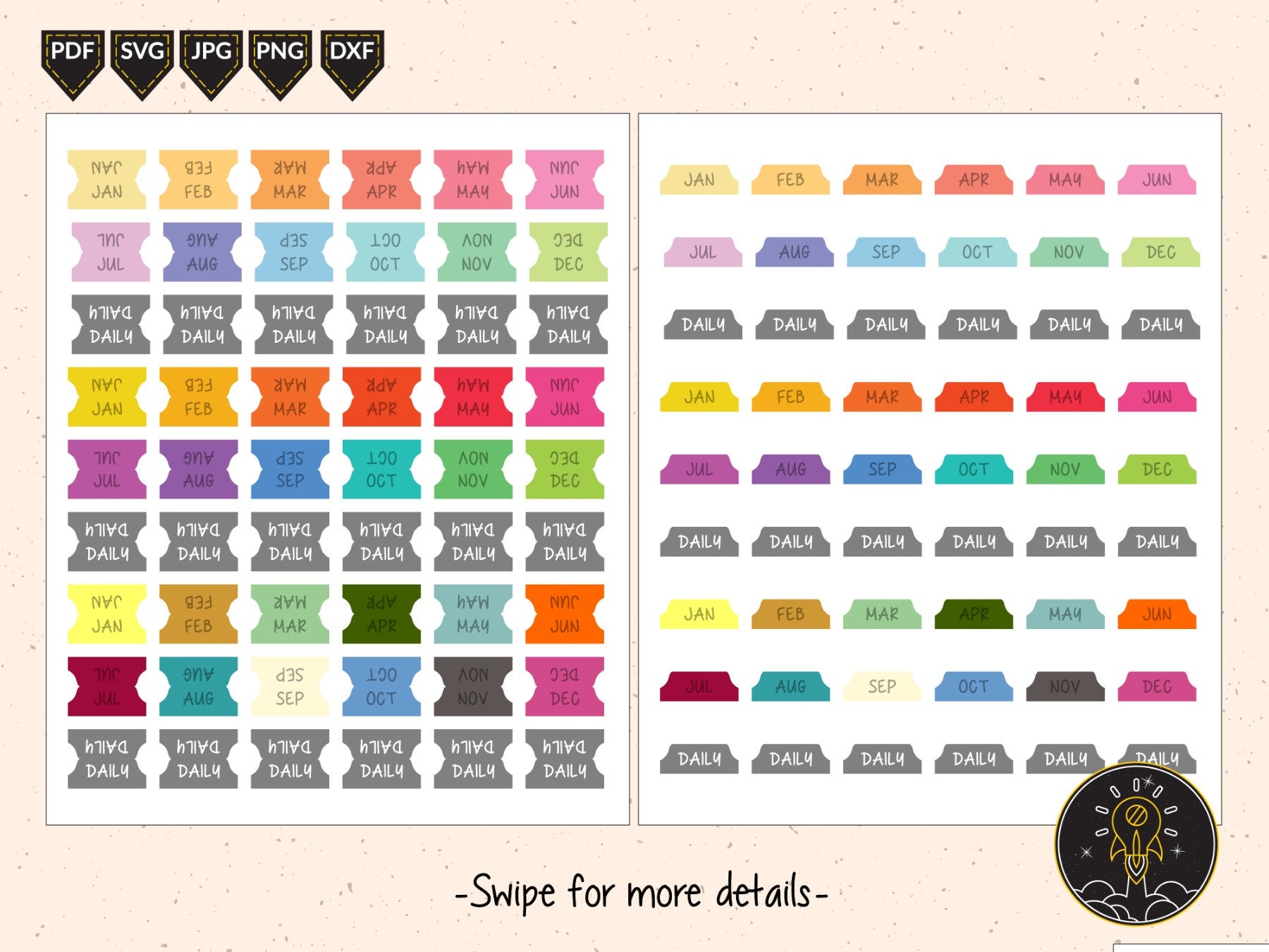 Printable Monthly Divider Planner Tab for Daily Bullet - Etsy