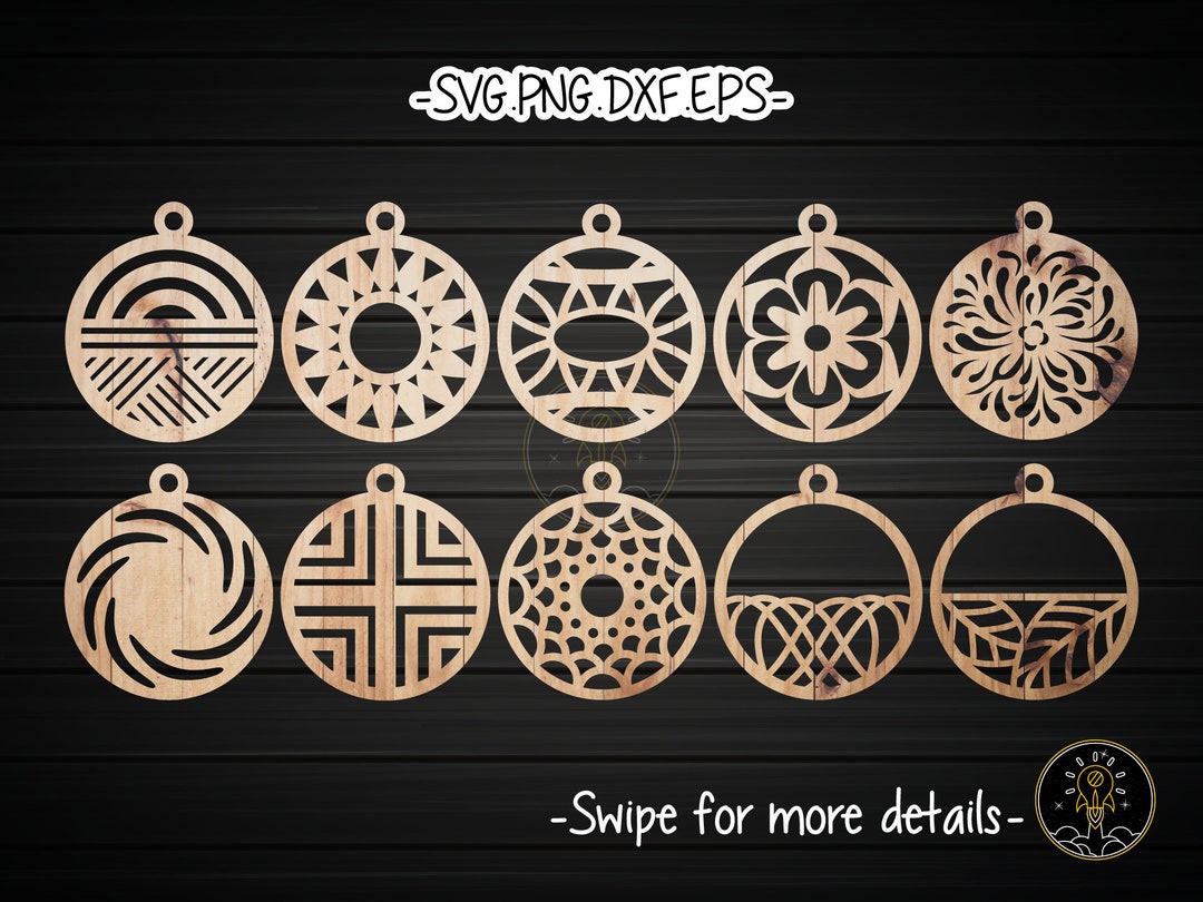 Circle Round Earring Template SVG Laser Cut File | Leather Wood Earring ...