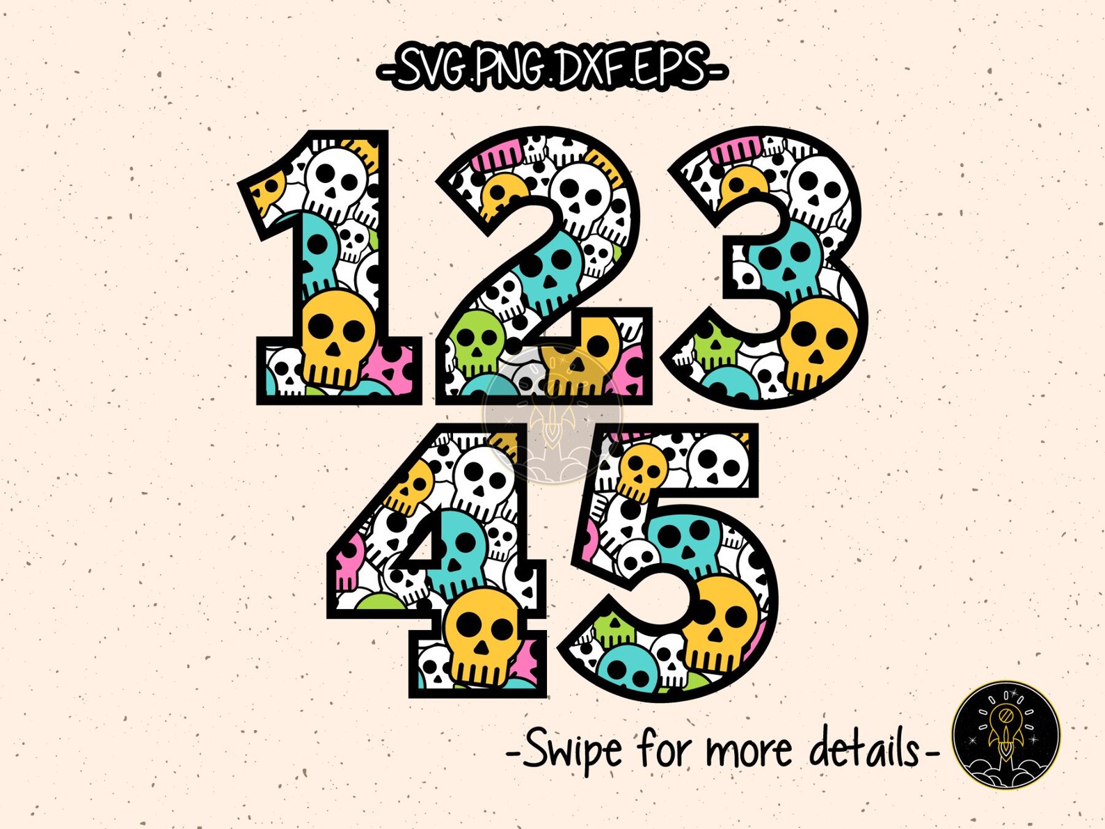 Skull Bones Number Hallowen SVG Cut File Vector Cricut | Etsy