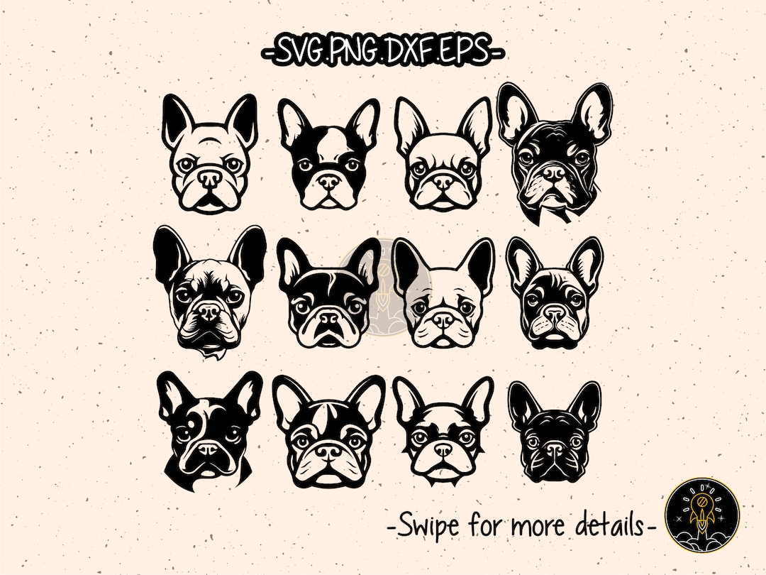 French Bulldog Head SVG Dog Cut File Cricut Clipart Silhouette Cameo - Etsy