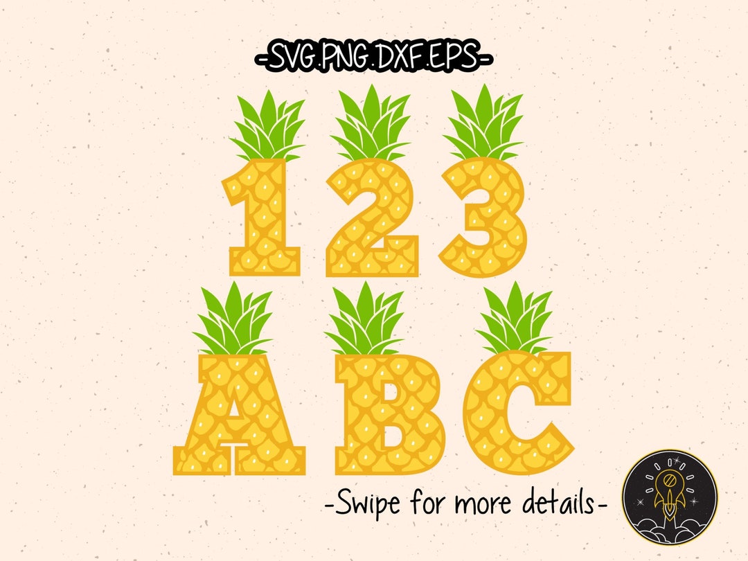 Pineapple Number Letter Font Alphabet SVG Cricut Cut File Clipart - Etsy