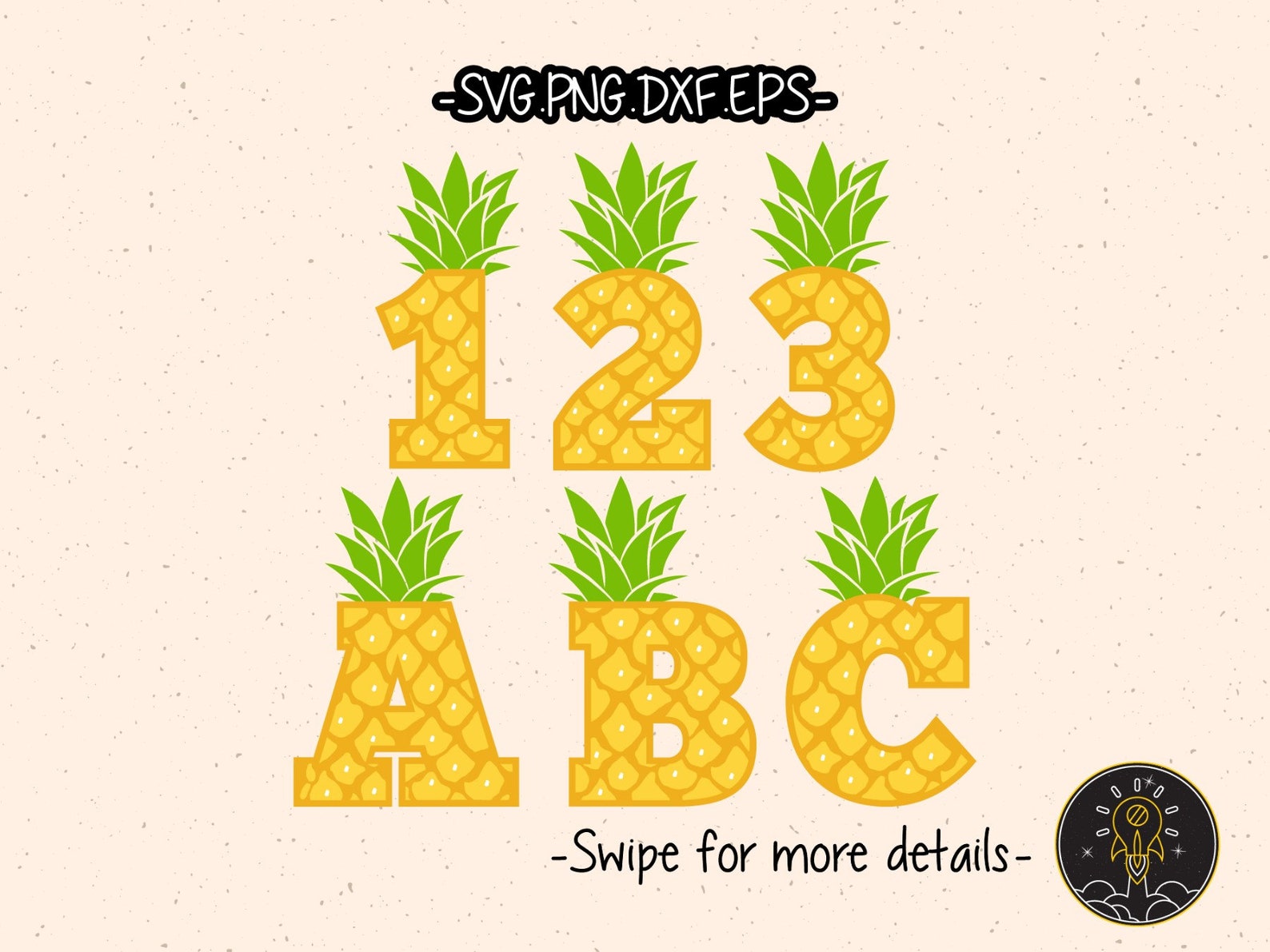 Pineapple Number Letter Font Alphabet SVG Cricut Cut File Clipart - Etsy