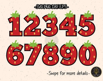 Strawberry Fruit Numbers Letters Font Alphabet SVG Cut File Vector ...