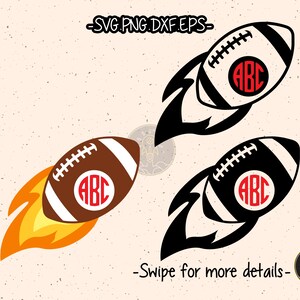 American Football Split Monogram Frame SVG Cut File Cricut Clipart - Etsy