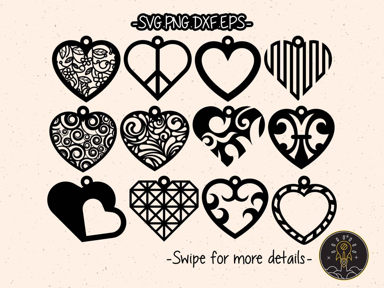 Heart Love Earring Template SVG Laser Cut File Wood Leather - Etsy