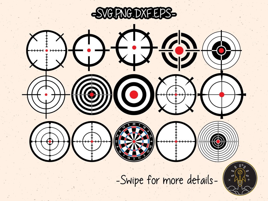 Bullseye Crosshair Gaming Hunting Shooting Target Dartboard SVG Cricut ...