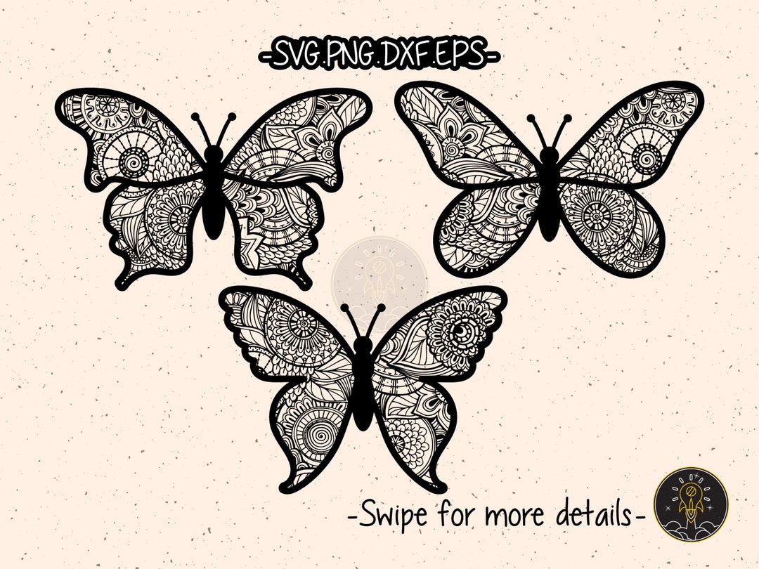 Butterfly Mandala Zentangle SVG Laser Cut File Cricut Clipart - Etsy