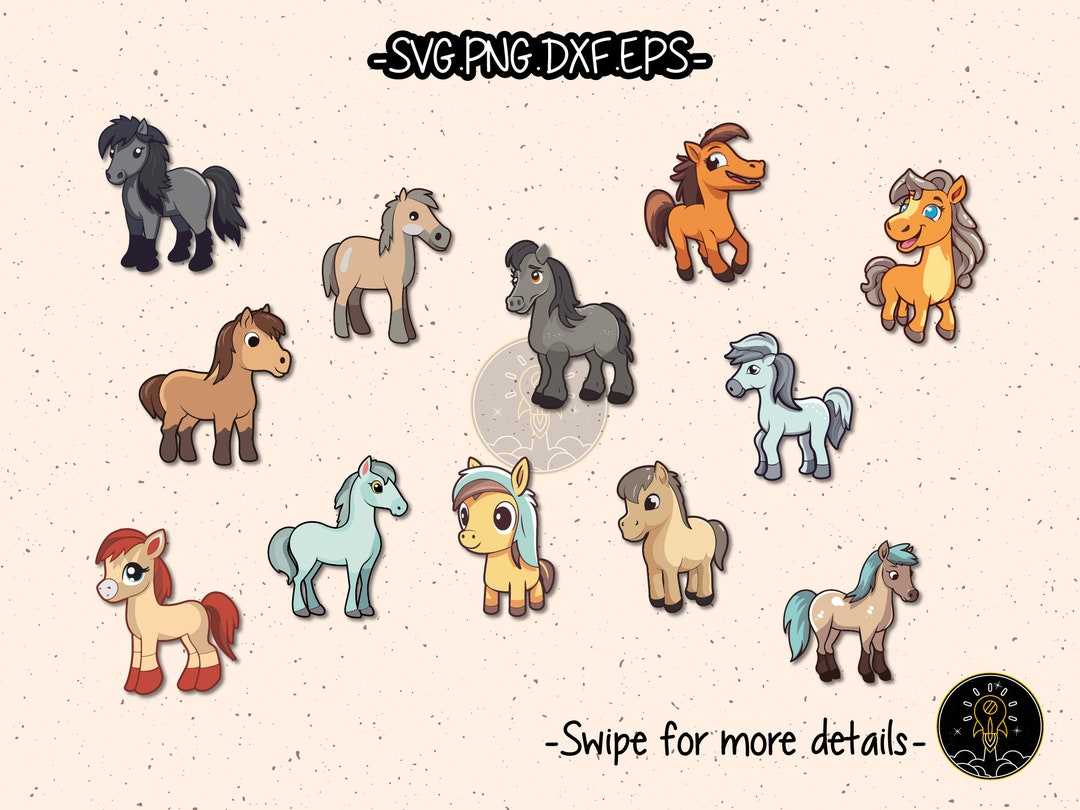 Cute Pony Horse Cartoon SVG Laser Cut File Cricut Clipart - Etsy