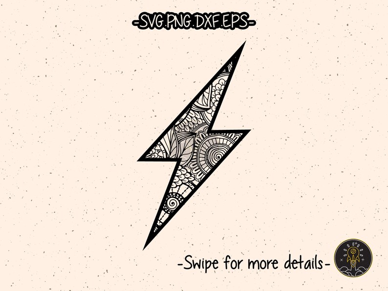 Flash Lightning Bolt Thunder Mandala Zentangle SVG Laser Cut - Etsy