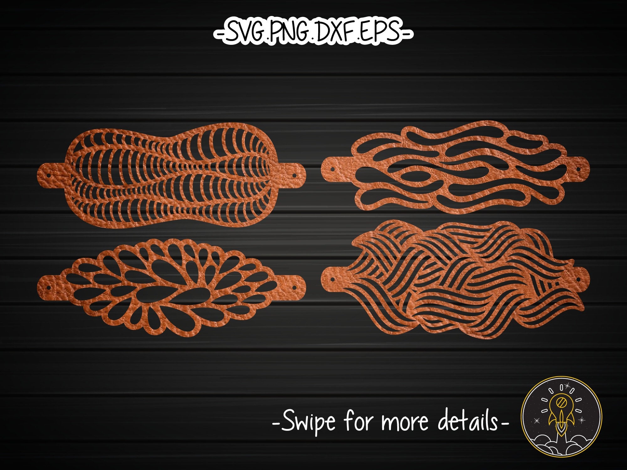 Ornate Cuff Leather Bracelet Template SVG Laser Cut File - Etsy