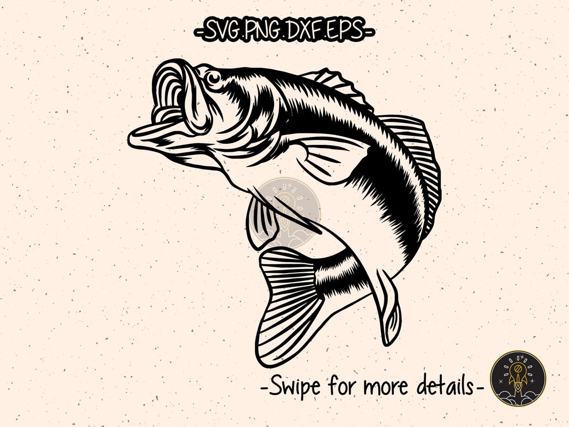 Jumping Bass Fish Fishing SVG Cut File Cricut Clipart - Etsy
