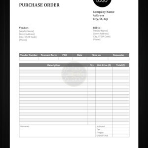 Printable Editable Purchase Order Template Word Document - Etsy