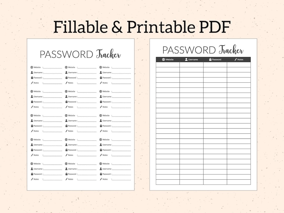 Password Tracker Printable | Password Log | Password Organizer ...