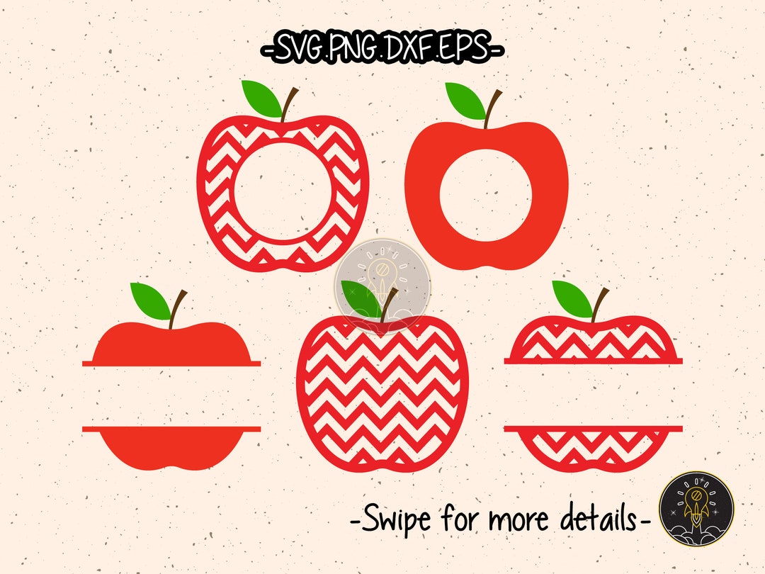 Apple Chevron Split Monogram Frame SVG Cut File Cricut Clipart - Etsy