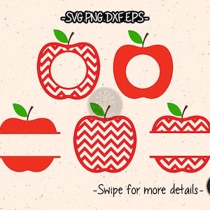 Apple Chevron Split Monogram Frame SVG Cut File Cricut Clipart - Etsy