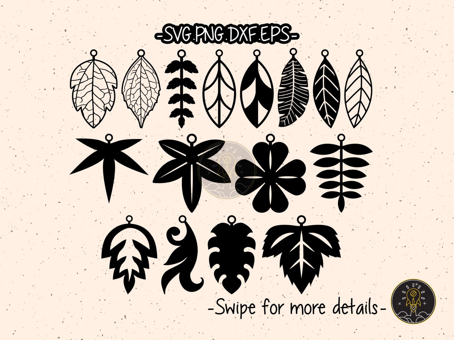 Leaf Earring Template SVG Laser Cut File | Wood Leather Earring - Etsy