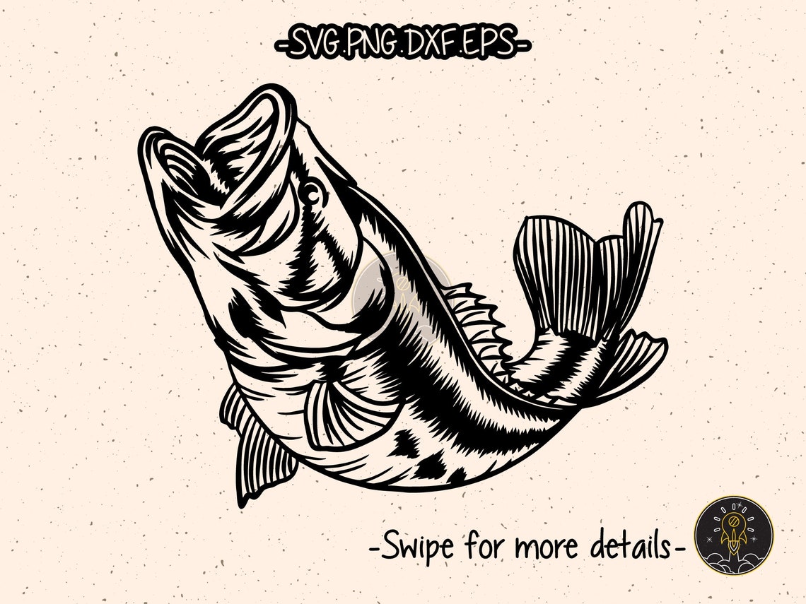 Jumping Bass Fish Fishing SVG Cut File Cricut Clipart - Etsy