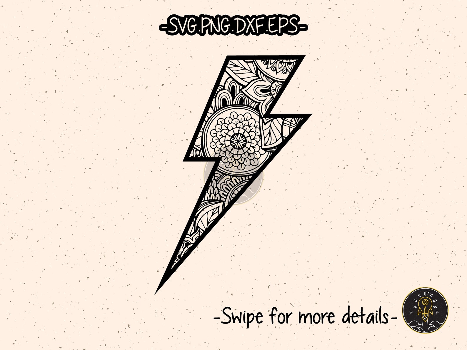 Flash Lightning Bolt Thunder Mandala Zentangle SVG Laser Cut - Etsy