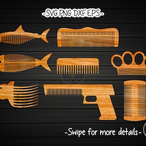 Unique Hair Beard Combs Template SVG Laser Cut File - Etsy