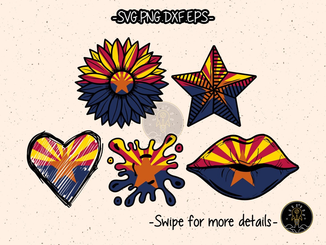 Arizona State Flag Heart Sunflower SVG Cut File Cricut Clipart - Etsy