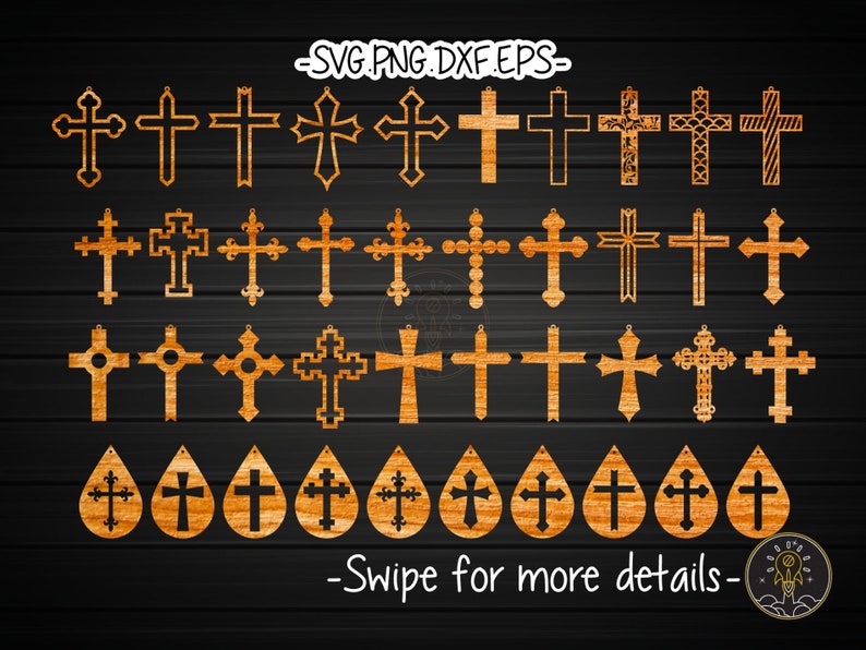 Christian Cross Earring Template SVG Laser Cut File | Wood Leather ...