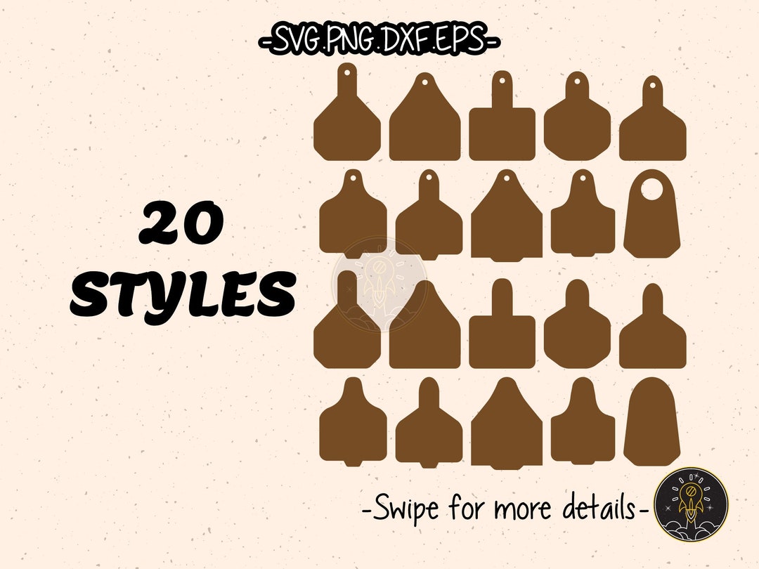 Cow Cattle Ear Tags Earring Template SVG Cricut Laser Cut File - Etsy