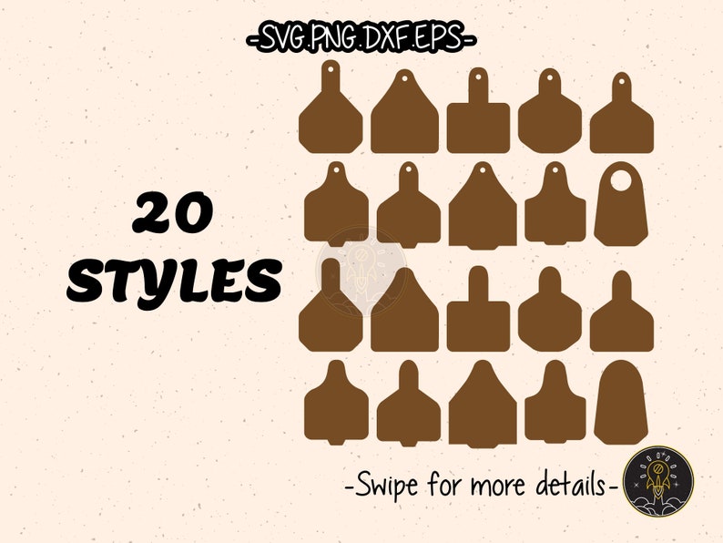 Cow Cattle Ear Tags Earring Template SVG Silhouette Cameo - Etsy