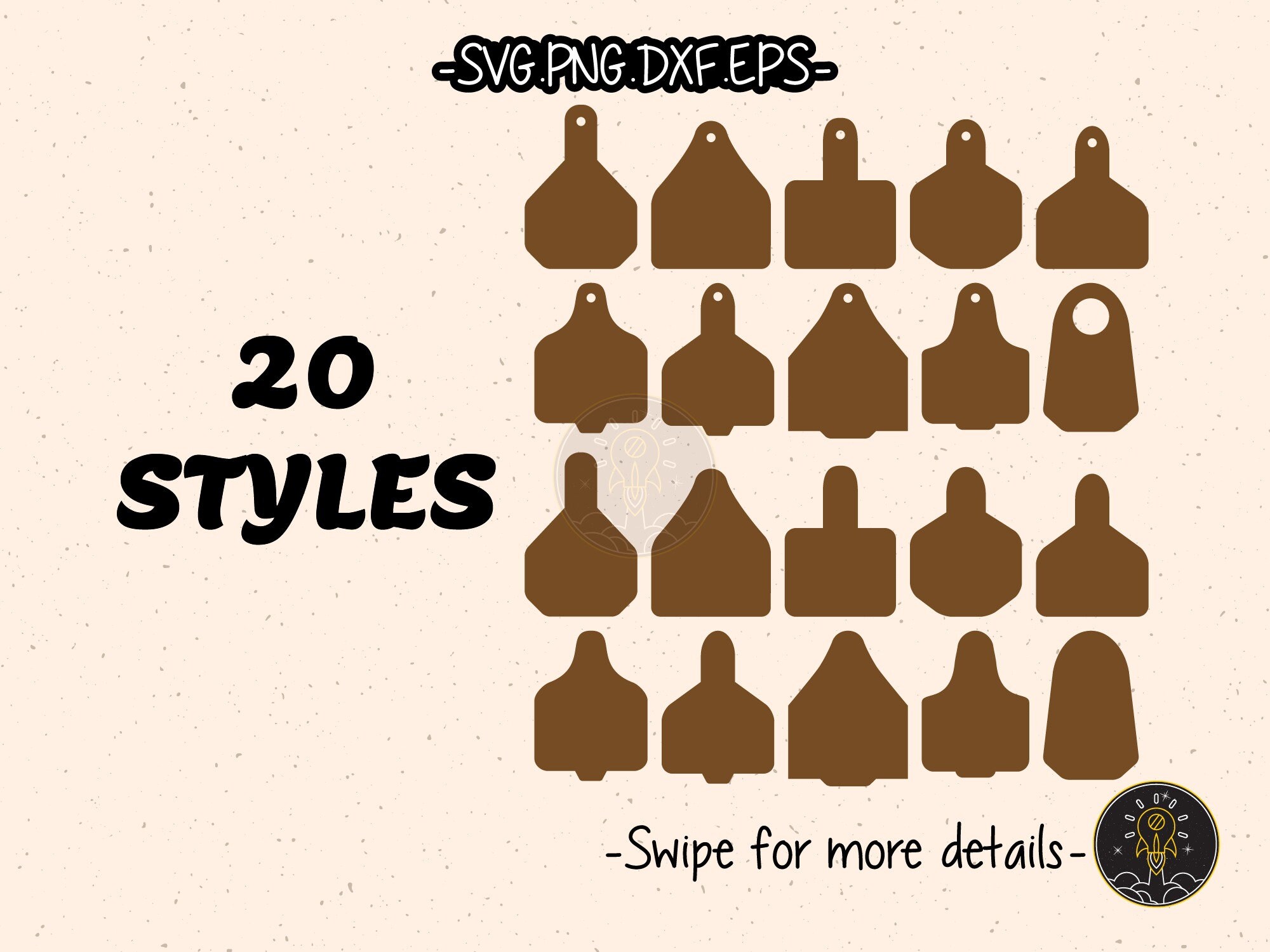 Cow Cattle Ear Tags Earring Template SVG Silhouette Cameo - Etsy UK